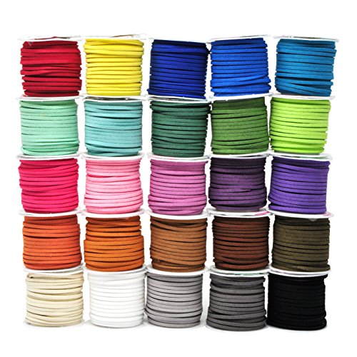 【中古】【未使用・未開封品】Mandala Crafts 138ヤード 2.65mm 25種類のフェイクスエードコード - フラットビーガンレザーコード ジュエリー作成ビーズ用 - レザーストリングコード レザーレース ネックレスブレスレッ...