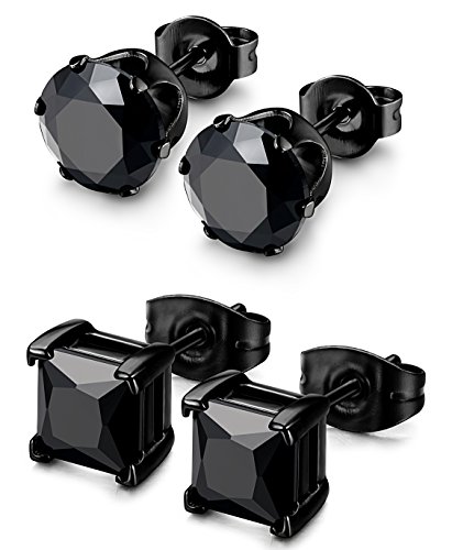 【中古】【未使用・未開封品】Besteel スタッドピアス 2ペア ステンレススチール 男女兼用 キュービックジルコニア ブラック 20グラム 3〜8ミリ【メーカー名】【メーカー型番】【ブランド名】Besteel メンズ, ピアス 【商品説...