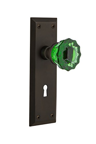 【中古】【未使用・未開封品】Nostalgic Warehouse 721812新しいYorkプレートwith Keyhole Passageクリスタルエメラルドガラスドアノブ、オイル研磨ブロンズ、Passage???2.75【メーカー名】...