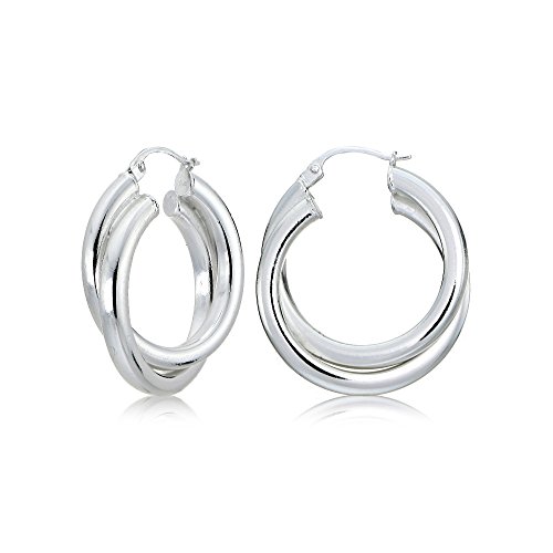 【中古】【未使用・未開封品】スターリングシルバーsquare-tube 20?mmクロスダブルラウンドフープイヤリング【メーカー名】【メーカー型番】【ブランド名】Hoops & Loops 服＆ファッション小物, イヤリング 【商品説明】ス...