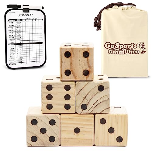 【中古】【未使用・未開封品】(Set of 2.5" Dice) - GoSports Giant Wooden Playing Dice Set with Bonus Rollzee Scoreboard - Includes 6 Dic...