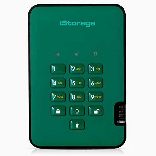 【中古】【未使用・未開封品】iStorage diskAshur2 HDD 1TBグリーン-安全なポータブルハードドライブ-パスワード保護、防塵、防水、ポータブル、軍用グレードのハードウェア暗号化USB 3.1 IS-DA2-256-100...