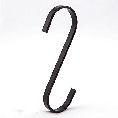 【中古】【未使用・未開封品】(Black) - RuiLing 12-Pack 11cm Black Chrome Finish Steel Hanging Flat Hooks - S Shaped Hook Heavy-Duty S H...