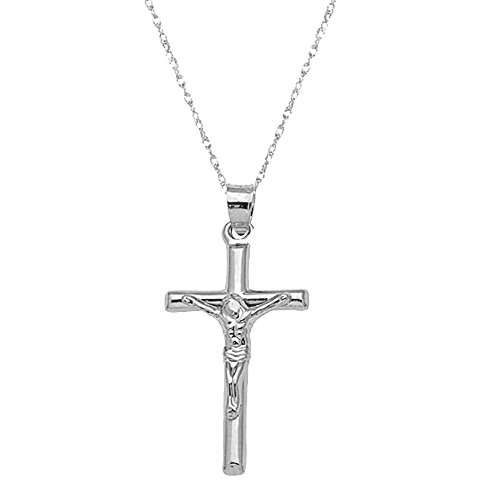 【中古】【未使用・未開封品】14?Kホワイトゴールドチューブ状Crucifixクロスペンダントネックレス( 16,18,20?inches )【メーカー名】【メーカー型番】【ブランド名】Ritastephens メンズ, ネックレス 【商品...