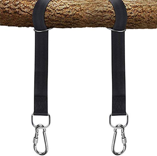 【中古】【未使用・未開封品】(Black) - Tree Swing Hanging Straps Kit Holds 910kg,1.5m Extra Long Straps Strap with Safer Lock Snap Cara...