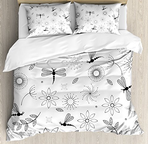 【中古】【未使用・未開封品】(FULL / QUEEN, Multi 1) - Dragonfly Duvet Cover Set by Ambesonne, Indian Bohem Inspired Flying Butterfly L...