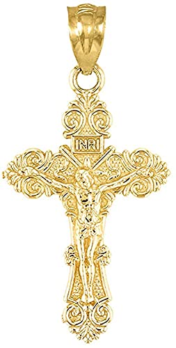 【中古】【未使用・未開封品】14K ゴールド フローラル INRI 十字架ペンダントチャーム - メタルの選択, 金属【メーカー名】【メーカー型番】【ブランド名】Religious Jewelry by FDJ 服＆ファッション小物, ネッ...
