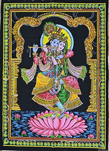 【中古】【未使用・未開封品】Indian Wall HangingコットンHindu God Krishna with Radha Rani???コットンペイントポスター【メーカー名】【メーカー型番】【ブランド名】Sophia Art タペ...