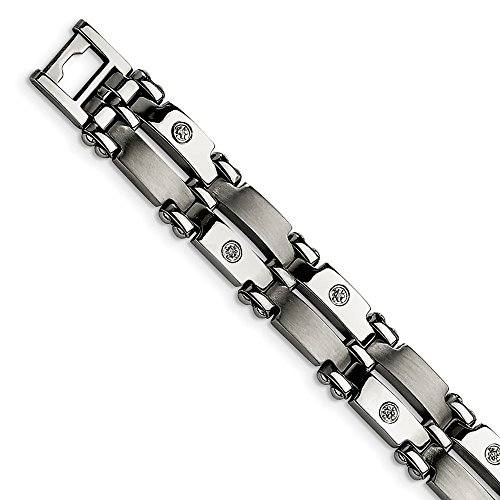 【中古】【未使用・未開封品】ステンレススチールwith 14?Kホワイトゴールド調アクセント&ダイヤモンドブレスレット(11?mm) (1?/ 20ct。)【メーカー名】【メーカー型番】【ブランド名】Sonia Jewels メンズ, ブレ...