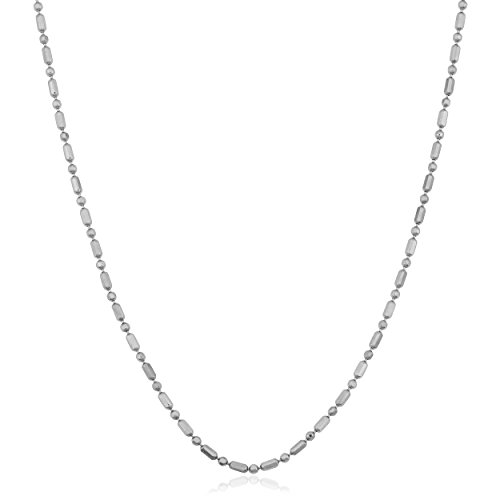 【中古】【未使用・未開封品】Kooljewelry 14k ホワイト ゴールド ダイヤモンドカット オルタネイト ビーズ ボール チェーン ネックレス (1 mm、18 インチ)【メーカー名】【メーカー型番】【ブランド名】Kooljewel...