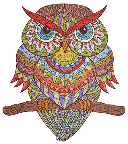 【中古】【未使用・未開封品】Wooden Jigsaw Puzzles - Colourful Owl Hartmaze HM-04 Small Bird Puzzle 206 Unique Shape Jigsaw Pieces-Beau...