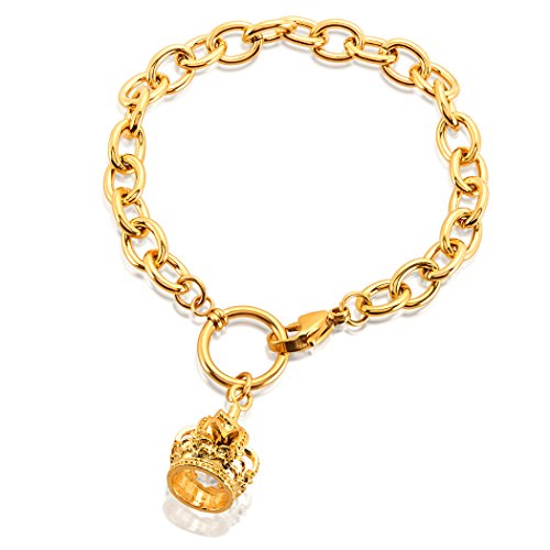 【中古】【未使用・未開封品】Elyaジュエリーレディースクラウンチャームステンレススチールケーブルチェーンブレスレット One Size【メーカー名】【メーカー型番】【ブランド名】ELYA Jewelry 服＆ファッション小物, チャーム ...