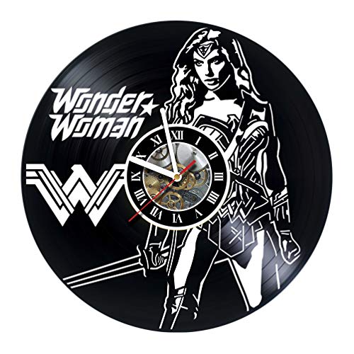 【中古】【未使用・未開封品】ワンダーウーマン DCコミックス ビニールレコード壁掛け時計 - ユニークなキッチン、寝室の壁アート装飾 - ティーン、女の子への贈り物アイデア - ユニークなコミックアートデザイン 素晴らしいアート - フィー...