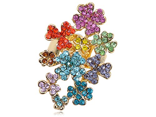 【中古】【未使用・未開封品】Alilang レディース 調節可能 マルチカラー クリスタル ラインストーン フローラル フラワー ガーデン クラスター ステートメントリング ゴールド【メーカー名】【メーカー型番】【ブランド名】Alilang...