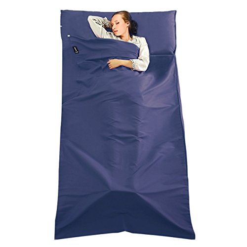 【中古】【未使用・未開封品】寝袋 ライナー 旅行 キャンプ シート 軽量 通気性 コットン スリーピングライナー 超軽量 コンパクト スリープ シート キャリーバッグ ピクニック ハイキング ホテル スリープ サック (ネイビーブルー 82...