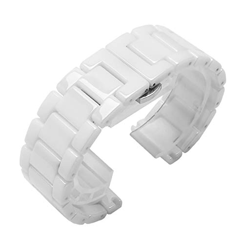 【中古】【未使用・未開封品】セラミックブレスレットWatch Band withクイックリリースピンバタフライバックルDeployment Clasp押しボタンストラップブレスレットスマートウォッチリストバンド 18mm Ceramic w...