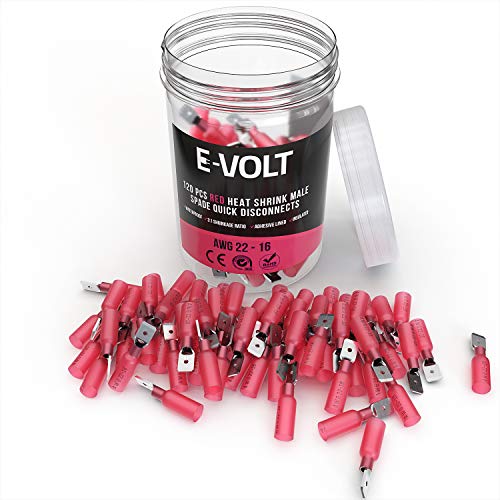 【中古】【未使用・未開封品】E-VOLT オススペードクリンプコネクター 120個 レッド クイックディスコネクト3:1 熱収縮率 絶縁 22-16 AWG ワイヤ接続端子 工業グレード 自動車用 オーディオ マリンクリンプコネクタ【メーカ...
