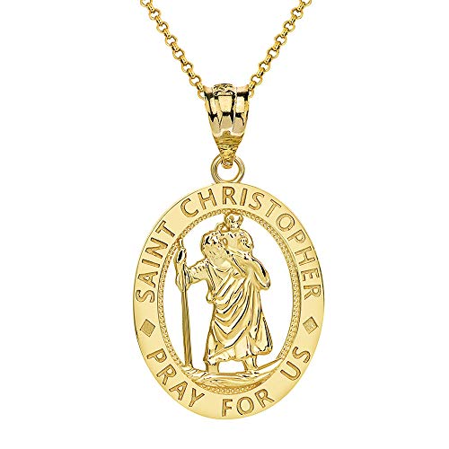 【中古】【未使用・未開封品】CaliRoseJewelry 14Kゴールド 聖クリストファー 祈り 楕円形チャームペンダントネックレス【メーカー名】【メーカー型番】【ブランド名】CaliRoseJewelry メンズ, ネックレス 【商品説...