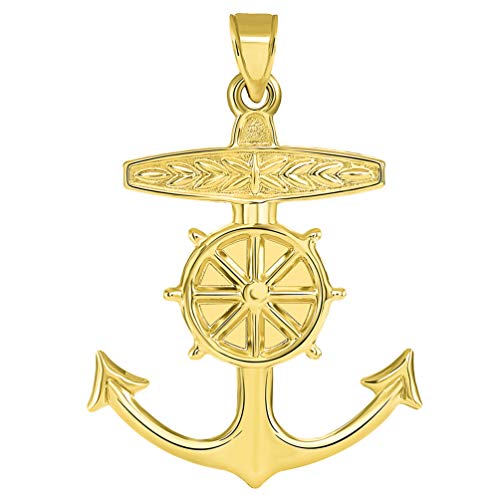 【中古】【未使用・未開封品】14K イエローゴールド 3D 船アンカーとホイール 航海ペンダント【メーカー名】【メーカー型番】【ブランド名】Jewelry America メンズ, ネックレス JewelryAmerica: Designe...