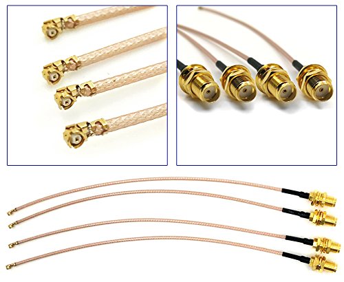 【中古】【未使用・未開封品】Pack of 4 RF U.FL(IPEX/IPX) Mini PCI to SMA Female Pigtail Antenna Wi-Fi Coaxial RG-178 Low Loss Cable (5....