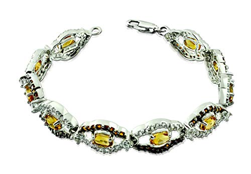 【中古】【未使用・未開封品】RB Gems スターリングシルバー 925 テニスブレスレット 10カラット 天然宝石 楕円形 長さ7インチ ロブスタークロウクラスプ イエロー【メーカー名】【メーカー型番】【ブランド名】RB Gems ブレス...
