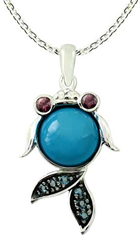 【中古】【未使用・未開封品】RB Gems スターリングシルバー925ペンダントネックレス 本物の宝石 12mm ロジウムメッキ仕上げ 魚のデザイン ブルー【メーカー名】【メーカー型番】【ブランド名】RB Gems ネックレス, ジュエリー...