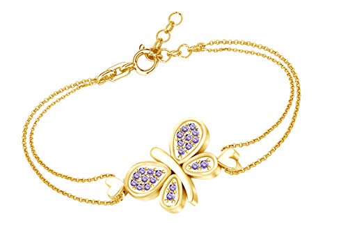 【中古】【未使用・未開封品】AFFY 模造宝石 美しいバタフライチェーンブレスレット 14Kイエローゴールドメッキ スターリングシルバー【メーカー名】【メーカー型番】【ブランド名】AFFY ブレスレット, ジュエリー小物・ケア用品 【商品説...