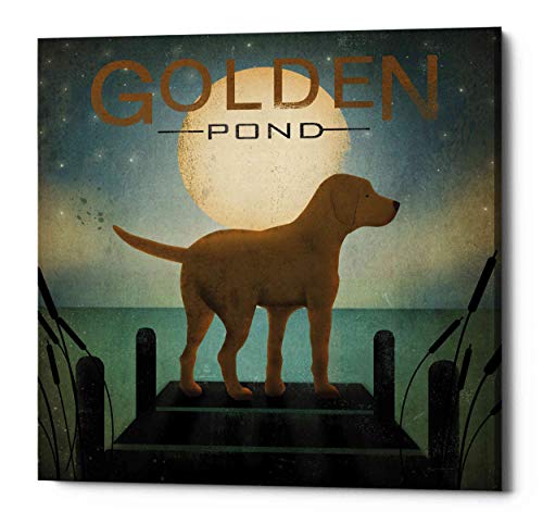 【中古】【未使用・未開封品】Epic Graffiti 「ムーンライズ 黄色い犬 - ゴールデン・ポンド」 ライアン・ファウラー作 ジークレー キャンバス ウォールアート 26" x 26" ブルー EPIC-CA26262719【メーカー...