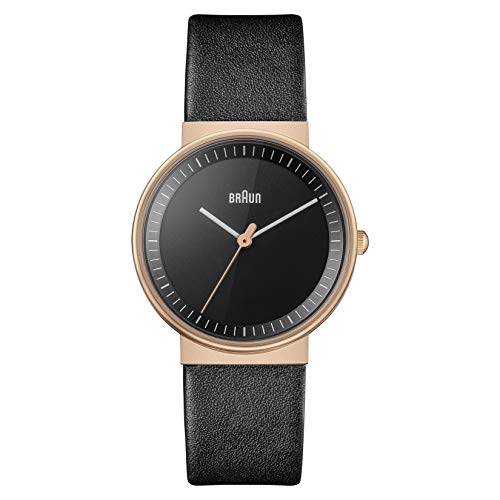 【中古】【未使用・未開封品】BRAUN LEATHER ANALOG WATCH ブラウン レザー アナログ ウォッチ BN0031RGBKL 腕時計 メンズ レディース ブラック 黒 ローズゴールド レザー 革ベルト【並行輸入品】【メーカ...