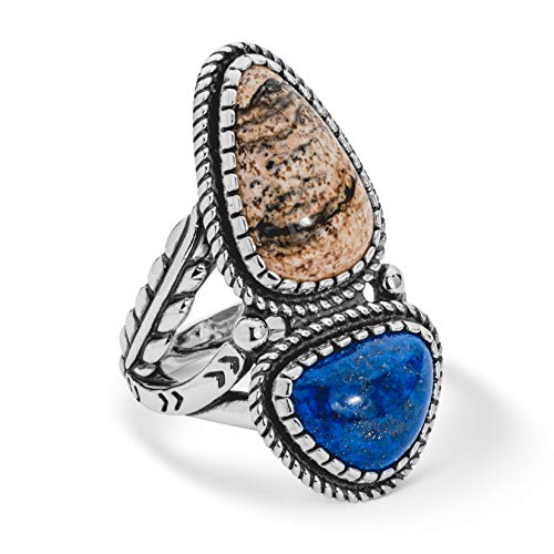 【中古】【未使用・未開封品】American West スターリングシルバーピクチャージャスパーとデニムラピスリング サイズ5~10, 金属 金属 宝石。, ジャスパー【メーカー名】【メーカー型番】【ブランド名】American West ...