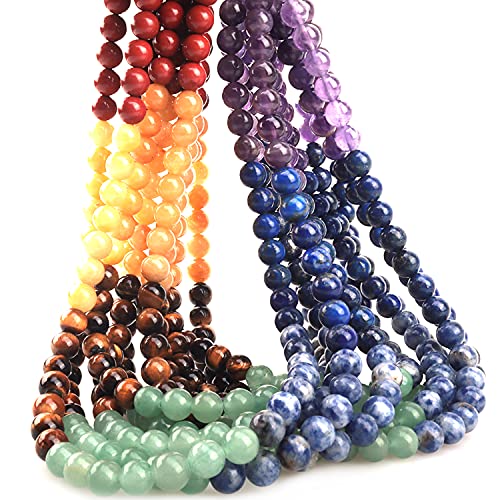 【中古】【未使用・未開封品】ICAI Beads 8mm Natural Colorful Stone Round Loose Stone Beads for Jewelry Making DIY Crafts Design 1 Stran...