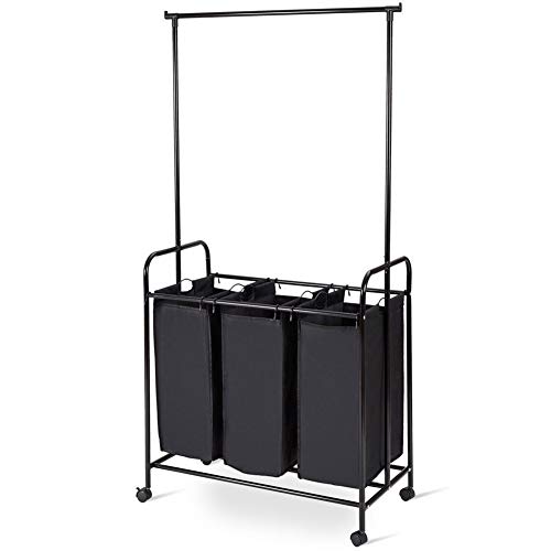 【中古】【未使用・未開封品】TimmyHouse ランドリーソーター ホーム 3バッグ ローリングカート ハンパー オーガナイザー シェルフ 34インチ x 18インチ x 66インチ【メーカー名】【メーカー型番】【ブランド名】TimmyH...