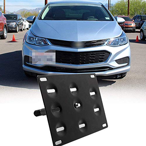 【中古】【未使用・未開封品】Xotic Tech シボレー クルーズ 2017 2018 第2世代 ブラック アルミニウム フロントバンパー ドリル不要 牽引フック ナンバープレート リコロレーターホルダー 取り付けブラケットアダプターキッ...