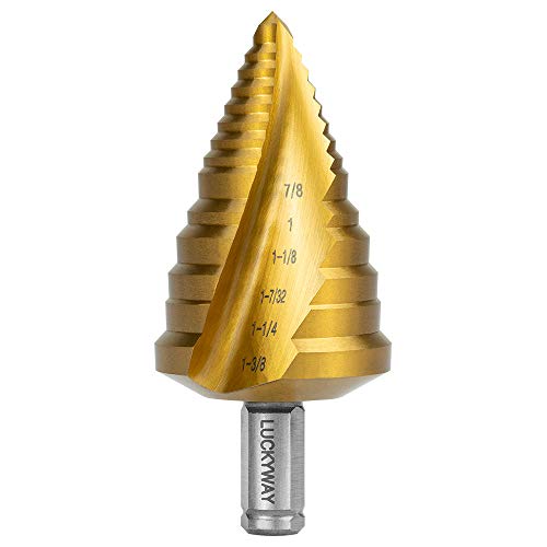 【中古】【未使用・未開封品】Luckyway 1-Piece 15 Steps HSS-CO(M35) 1/4 Inch to 1-3/8 Inch Titanium Step Drill Bit for Metal, Stainless ...