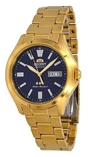 【中古】【未使用・未開封品】Orient RA-AB0F03L メンズ ゴールドトーン ステンレススチール 3つ星ブルーダイヤル 夜光インデックス 曜日日付 自動腕時計, ゴールド, 自動巻き腕時計。【メーカー名】【メーカー型番】【ブランド...