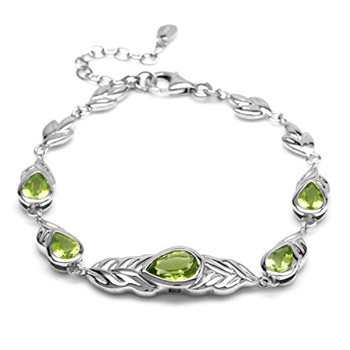 【中古】【未使用・未開封品】Silvershake 天然グリーンペリドットストーン 925スターリングシルバー グラデーションリーフリンクブレスレット【メーカー名】【メーカー型番】【ブランド名】Silvershake ブレスレット 【商品説...