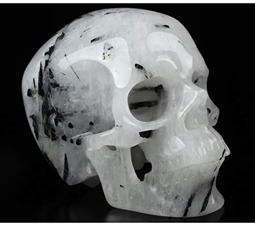 【中古】【未使用・未開封品】Skullis 5.0インチ ブラックトルマリン超リアルクリスタルスカル、手彫りの宝石ファインアート彫刻、レイキヒーリングストーン像。【メーカー名】【メーカー型番】【ブランド名】Skullis ブレスレット 【商...