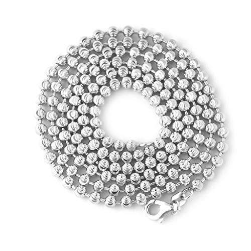 【中古】【未使用・未開封品】Bling Bling NY ユニセックス デザイナー メンズ レディース シルバー仕上げ スキニー 3mm 4mm ムーンカット ビーズ ボールチェーン ロジウム ムーンカット ネックレス ロブスタークロウクラ...