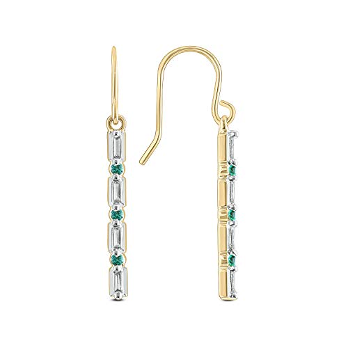 【中古】【未使用・未開封品】Cali Trove 1/10カラット ホワイトバゲットダイヤモンド ラウンドジェムストーン 14K イエロー ホワイト ピンク ゴールド ダングル バー イヤリング ホワイト【メーカー名】【メーカー型番】【ブラ...