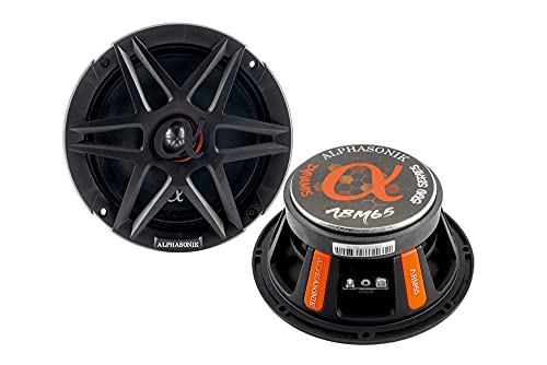【中古】【未使用・未開封品】Alphasonik ABM65 Dynamisシリーズ 6インチ ミッドレンジ 最大600ワット カーオーディオ 大音量スピーカー 4 OHM 1.5インチ 銅被覆 アルミニウム 2層 カプトン ボイスコイル ...