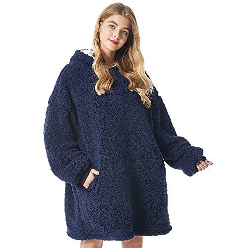 【中古】【未使用・未開封品】Felicigeely ウェアラブルフリースハグフード付きブランケット オーバーサイズブランケットスウェットシャツ ソフトで暖かいリバーシブルフード付きスウェットシャツ 厚手のフラシ天 巨大プルオーバーフリースセ...