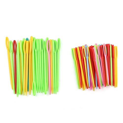 【中古】【未使用・未開封品】E-outstanding マルチカラープラスチック裁縫針 DIYクラフトアクセサリー DIYセーター織りツールタペストリー 編み針 DIYウール糸針 50 x 7 cm + 50 x 9 cm【メーカー名】【メ...