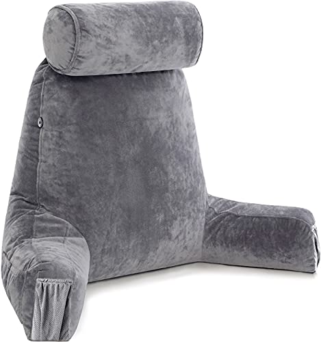 【中古】【未使用・未開封品】Husband Pillow ミディアム、背もたれのためにキッズ、ティーン、小柄な大人 - 読書枕の腕を、調節可能なロフト、ぬいぐるみメモリーフォーム、ベッド休憩椅子座りアップ、デタッチネックロール、取り外し可能...