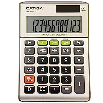 【中古】12桁ビジネス電卓 - CATIGA CD-2738-12T - デュアルパワー - 税金計算機 (ゴールド)【メーカー名】【メーカー型番】【ブランド名】CATIGA 一般電卓, Office Products?- AmazonGl...
