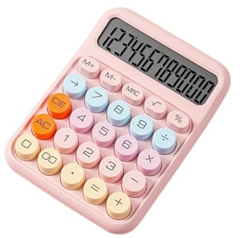 【中古】コンピュータ、高見えオフィス女神モデル、かわいい丸い12桁フレキシブルボタン電卓、12桁カラー電卓、かわいい大型LCDディスプレイ電卓、丸いボタンタイプライタースタイル、持ち運びが簡単、事業税計算、ホームスクール使用 (さくらパウダ...