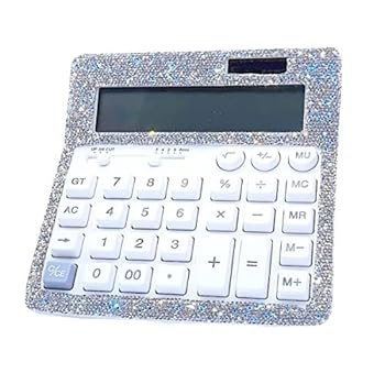 【中古】【未使用】ラインストーン電卓 クリスタル電卓 標準デスクトップ電卓 12桁のLCDディスプレイ付き バッテリーとソーラーパワーのキラキラ電卓 女性と女の子用(ホワイト)【メーカー名】【メーカー型番】【ブランド名】Folyba 一般電...