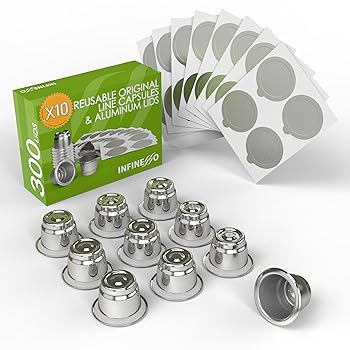 【中古】Infinesso ネスプレッソオリジナルライン用再利用可能なカプセル10個 - 詰め替え可能なコーヒーポッド ネスプレッソオリジナルラインマシンに対応 (10ポッド+300個蓋)【メーカー名】【メーカー型番】【ブランド名】【商品説...