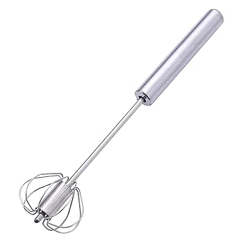【中古】【未使用】錆びにくいステンレス製半自動泡立て器 - 手動卵泡立て器、効率的な回転ハンドミキサー | ミルクシェイク用ノンスティック泡立て器、ホイップクリーム用ロングハンドルエッグビーター 人間工学デザインのキッチンツール プロ向けス...