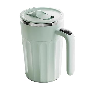 【中古】「316ステンレス＆電動磁気攪拌」 MACOLAUDER USB攪拌カップ 蓋付き 450ml 電動撹拌カップ 自動かき混ぜカップ ジュース/ココア/ミルクティー/コーヒー 家庭用 オフィス 卓上用品 (グリーン-)【メーカー名】【...