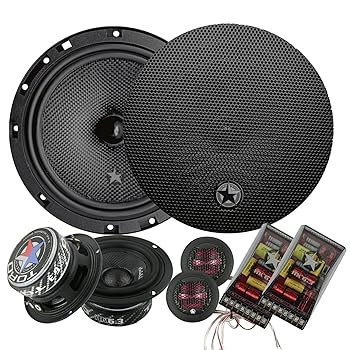 【中古】HK63 | 6.5インチ 3ウェイコンポーネント カースピーカーセット - 180ワット RMS / 360ワット 最大 / 20mm フェロ流体ツイーター、4オーム、1インチ KSV ボイスコイル。スピーカー4個、ツイーター2個...